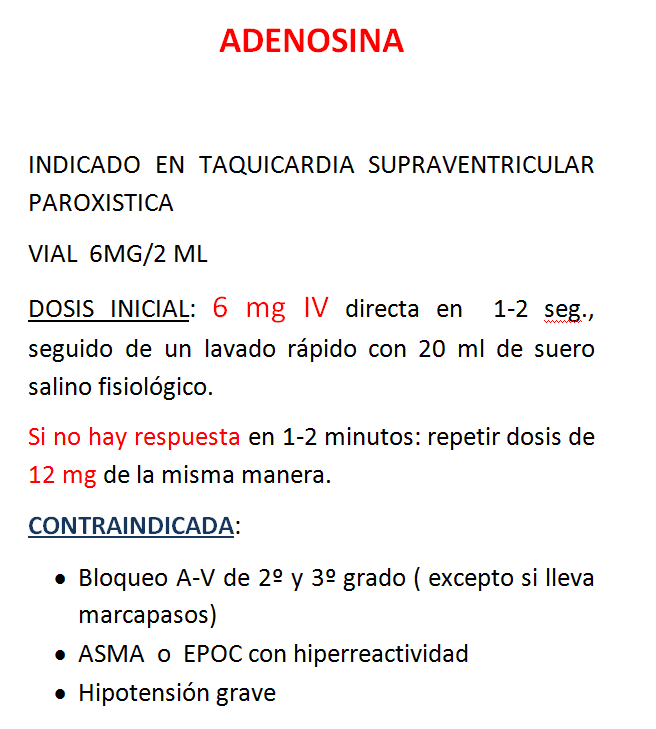 ADENOSINA Y TRANGOREX EN LAS TAQUICARDIAS: chuleta para el bolsillo de ...